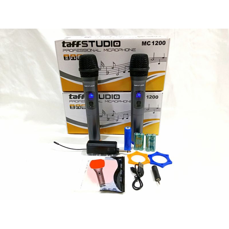 Jual Mic Wireless TaffStudio MC1200 2 Mic Pegang | Shopee Indonesia