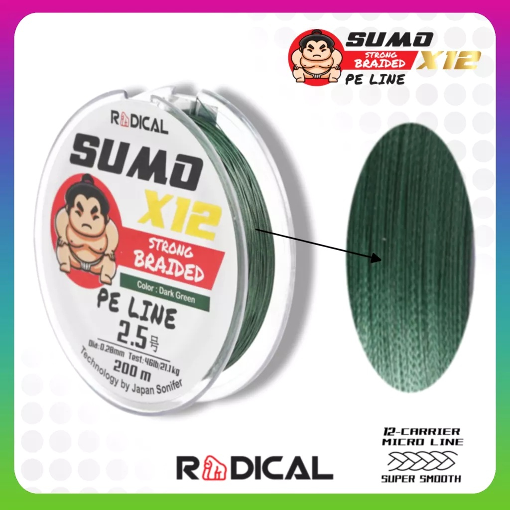 Jual PE. RADICAL SUMO X12 (Color DARK GREEN) 200m PE SUMO | Shopee ...