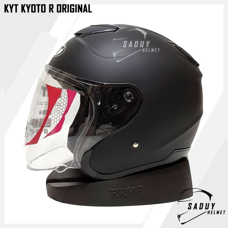 Jual KYT KYOTO SOLID BLACK MATT / HITAM DOP - HELM HALF FACE KYT ORIGINAL | Shopee Indonesia