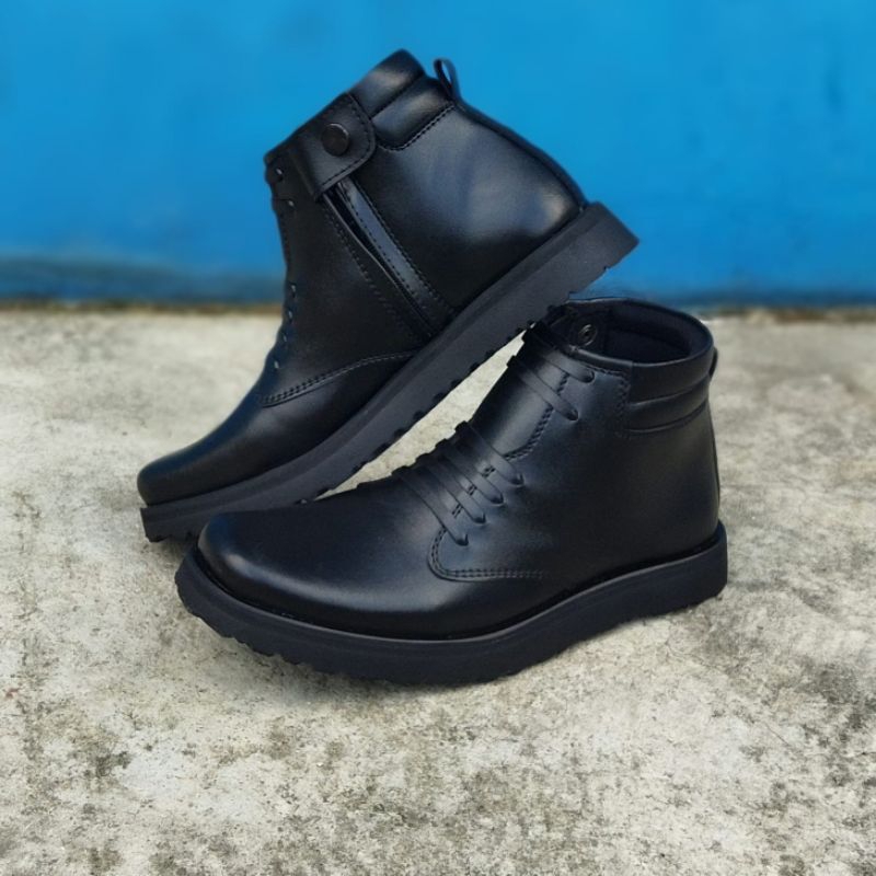 Jual SEPATU PDH PRIA BOOTS ZIPER HITAM DOFF KULIT MAGETAN / SEPATU ...