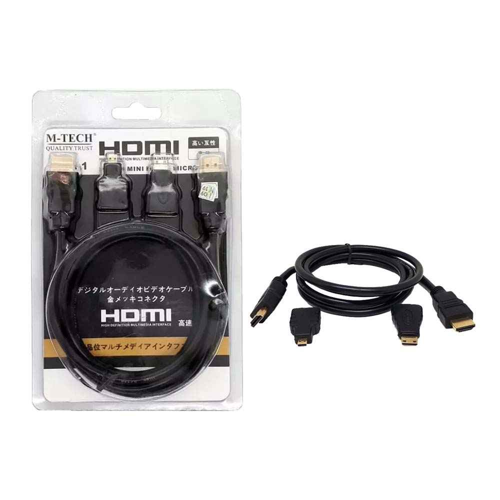 Jual MTECH KABEL HDMI 3IN1 TO MICRO AND MINI HDMI | Shopee Indonesia