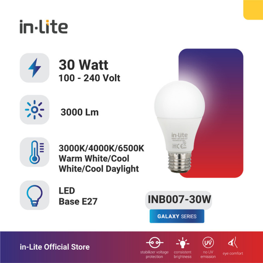 Jual InLite LED Lampu Bohlam INB007 - 30 Watt | Shopee Indonesia