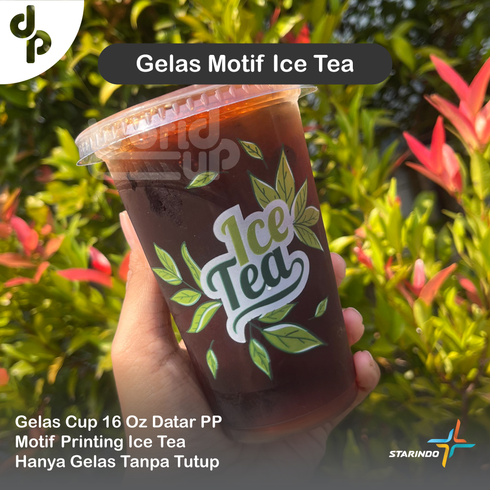 Jual Gelas Plastik Motif Teh Ice Tea 16 Oz PP Starindo 5,5 gram isi 50 ...