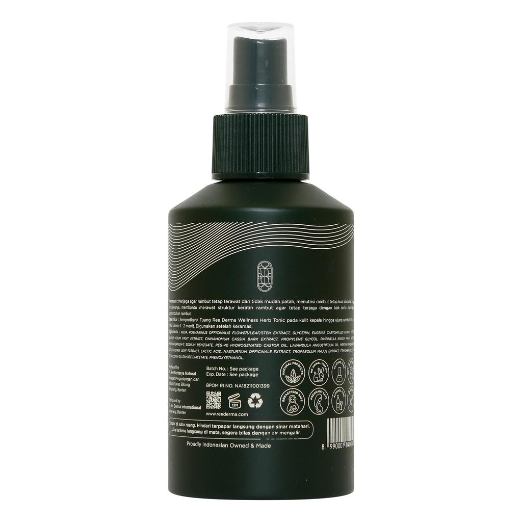 Jual REE DERMA WELLNESS HERB TONIC HAIR AND SCALP 150ML | Shopee Indonesia