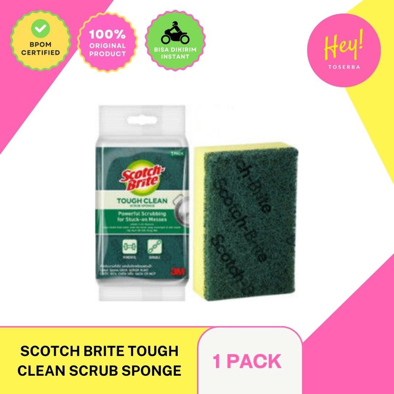 Jual Scotch Brite 3M Tough Clean Sponge Scrub Spons Cuci Piring 1 Pack ...