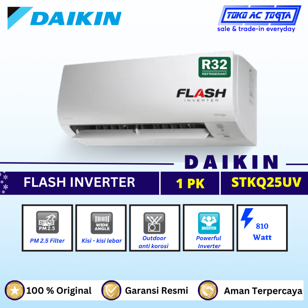 Jual AC Split Merk Daikin Tipe Flash Inverter Ukuran 1 PK (STKQ25UV ...
