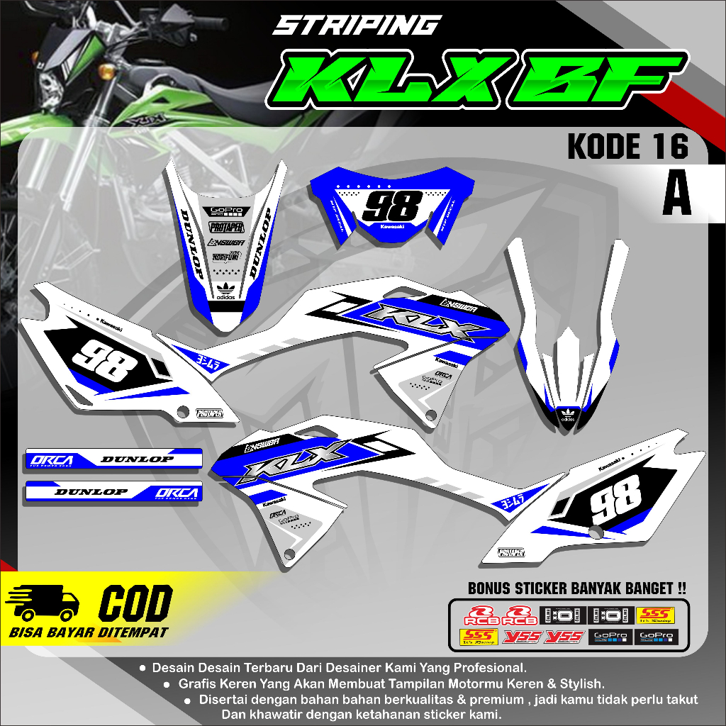 Jual Stiker Striping Semi Full KLX 150 G/BF/SE Motif Supermoto Keren ...