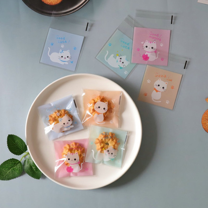 Jual Plastik 4 Motif Packing cookies lucu 7x7 cm kemasan kue lucu unik ...