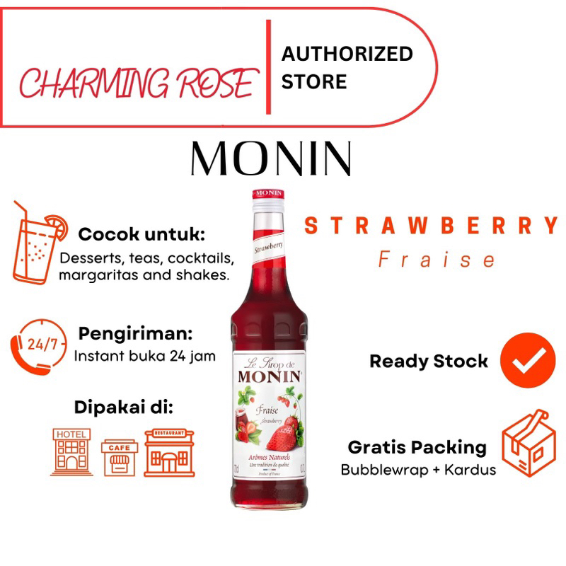 Jual Monin Strawberry Syrup 700ml Sirup Stroberi Minuman | Shopee Indonesia