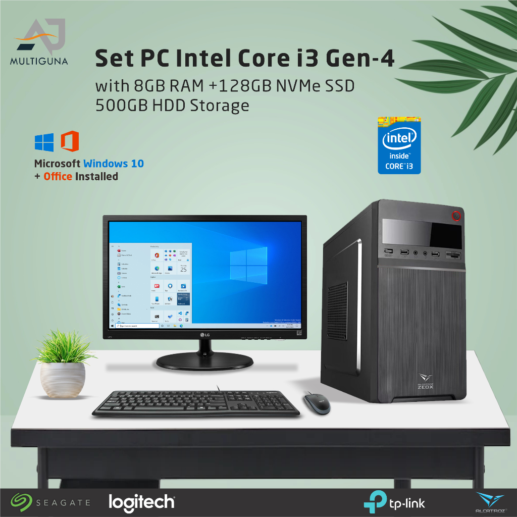Jual Set PC Komputer Intel Core i3 Gen-4 RAM 8GB SSD Rakitan Office ...