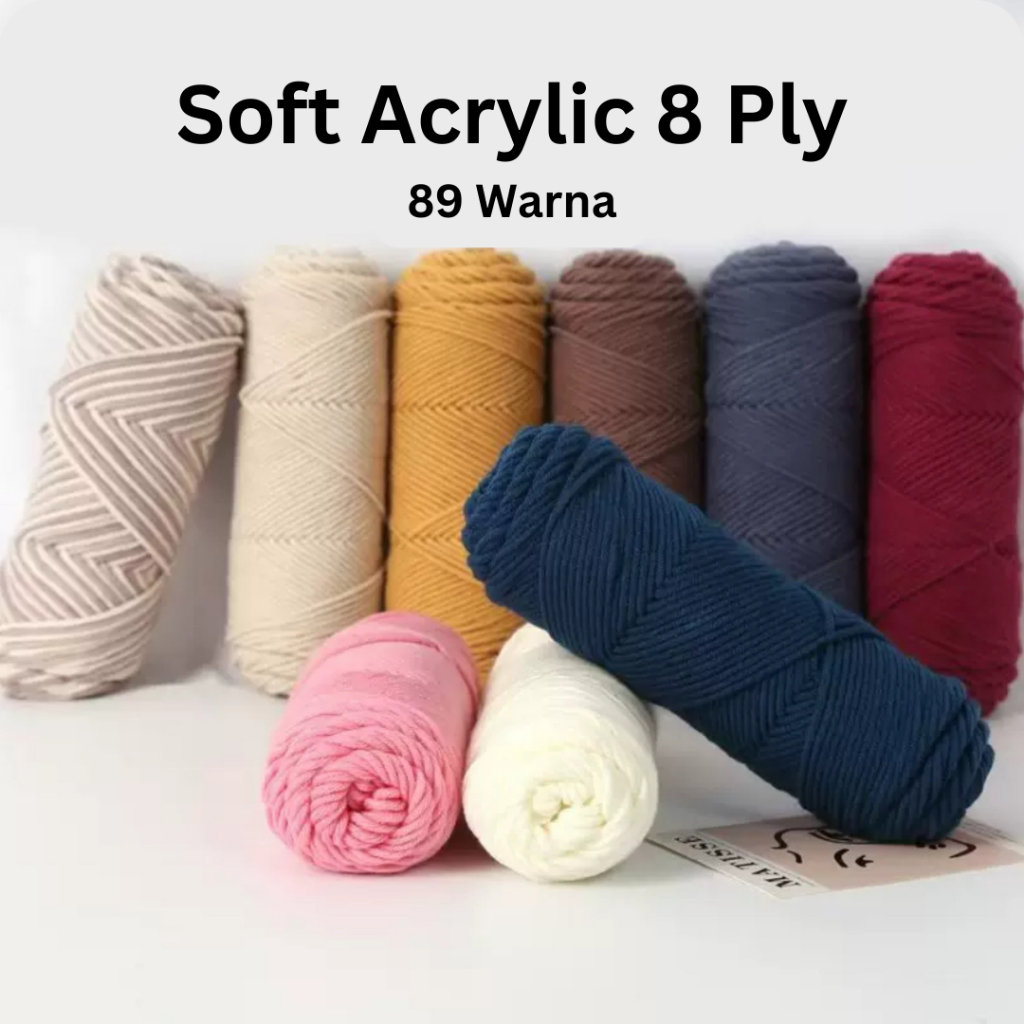 Jual [50-89] Benang 8 ply 100 gr Soft Akrilik untuk Punch Needle ...