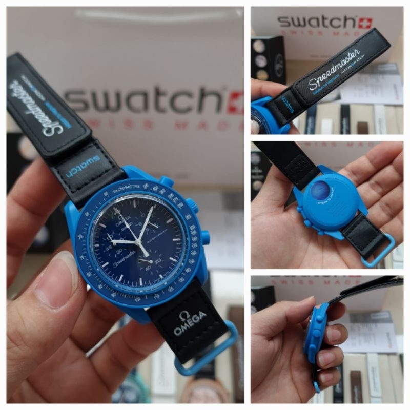Jual Jam tangan Quartz Chronograph X Swatch Velcro strap fullset ...