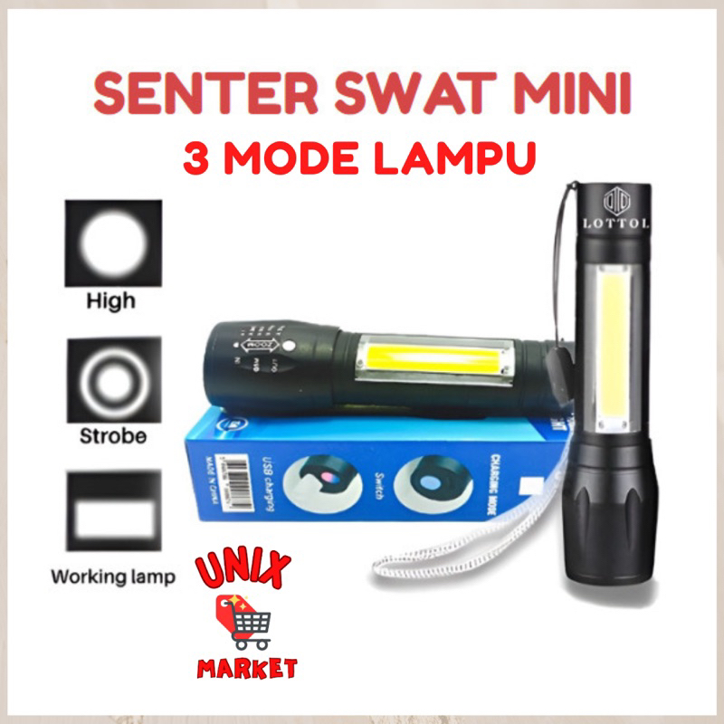 Jual Senter Cas Mini Portable Senter LED COB Lampu Emergency Senter ...