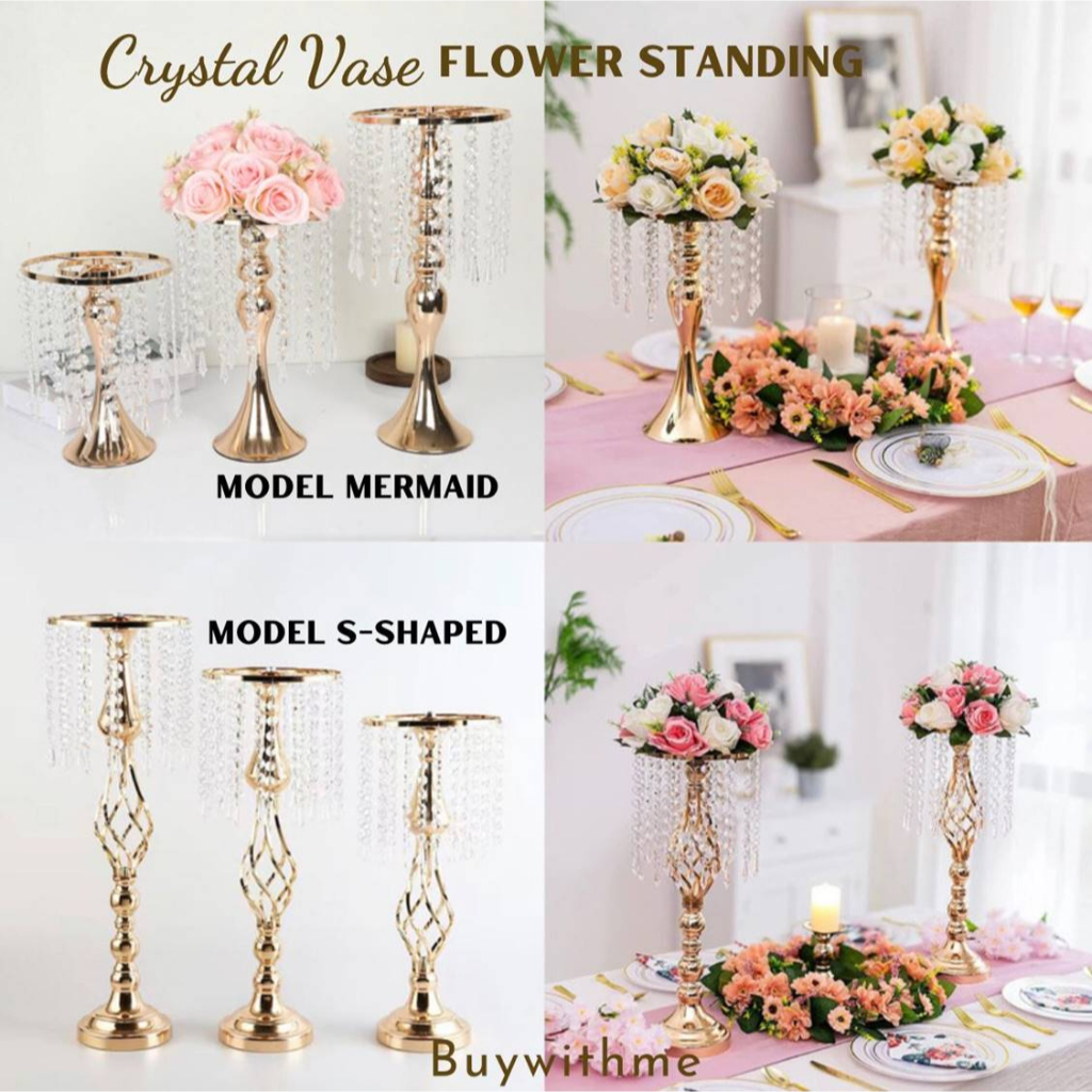 Jual Curve Mermaid Crystal Centerpiece Flower Holder / Vase Tempat ...