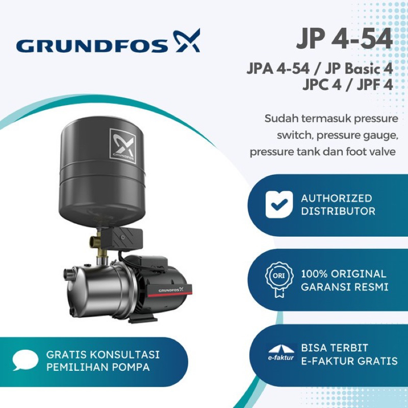 Jual Pompa Air Semi Jet Pump Stainless Grundfos JP 4-54 PT-V | Shopee ...
