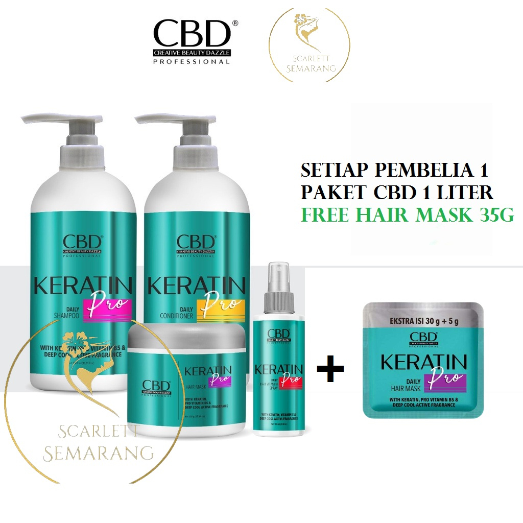 Jual CBD KERATIN PRO PAKET 1 LITER FREE HAIR MASK 35G ( SHMP 1 LITER ...