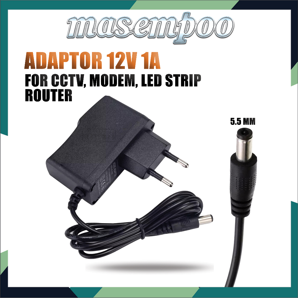 Jual Adaptor 12V 1A POWER ADAPTER Cctv Modem LED Strip | Shopee Indonesia
