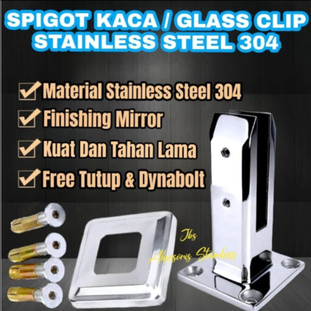 Jual SPIGOT PENJEPIT KACA 16CM SUS 304/ BRACKET PENJEPIT KACA STAINLESS ...