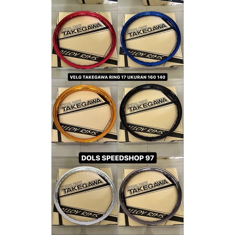 Jual VELG TAKEGAWA HITAM SILVER BIRU MERAH GOLD KUNING TITANIUM GREY ...