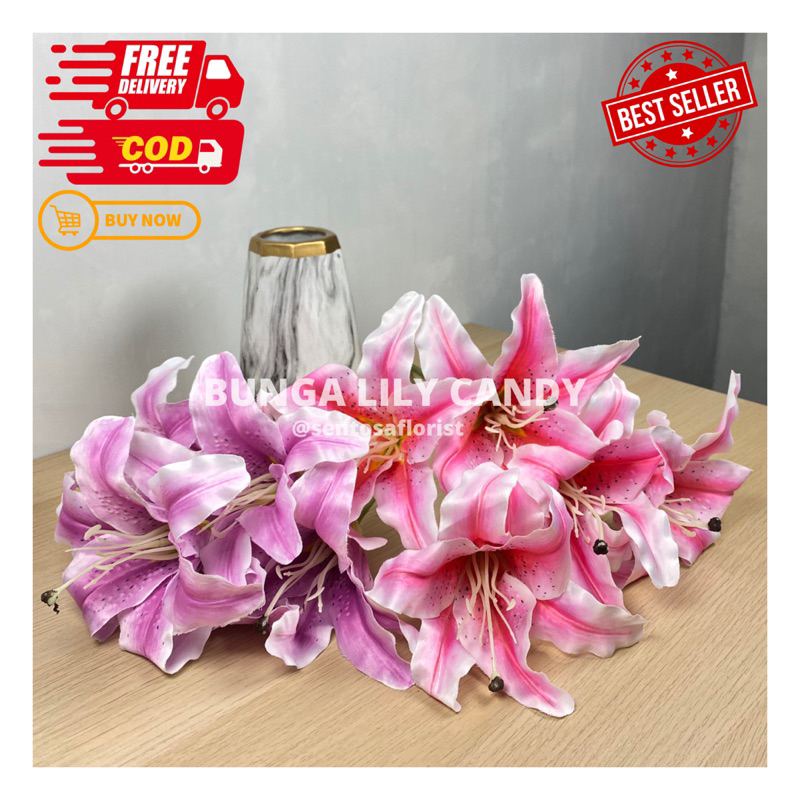 Jual BUNGA LILY CANDY/BUNGA LILY BUCKET/BUNGA ARTIFICIAL IMPORT PREMIUM ...