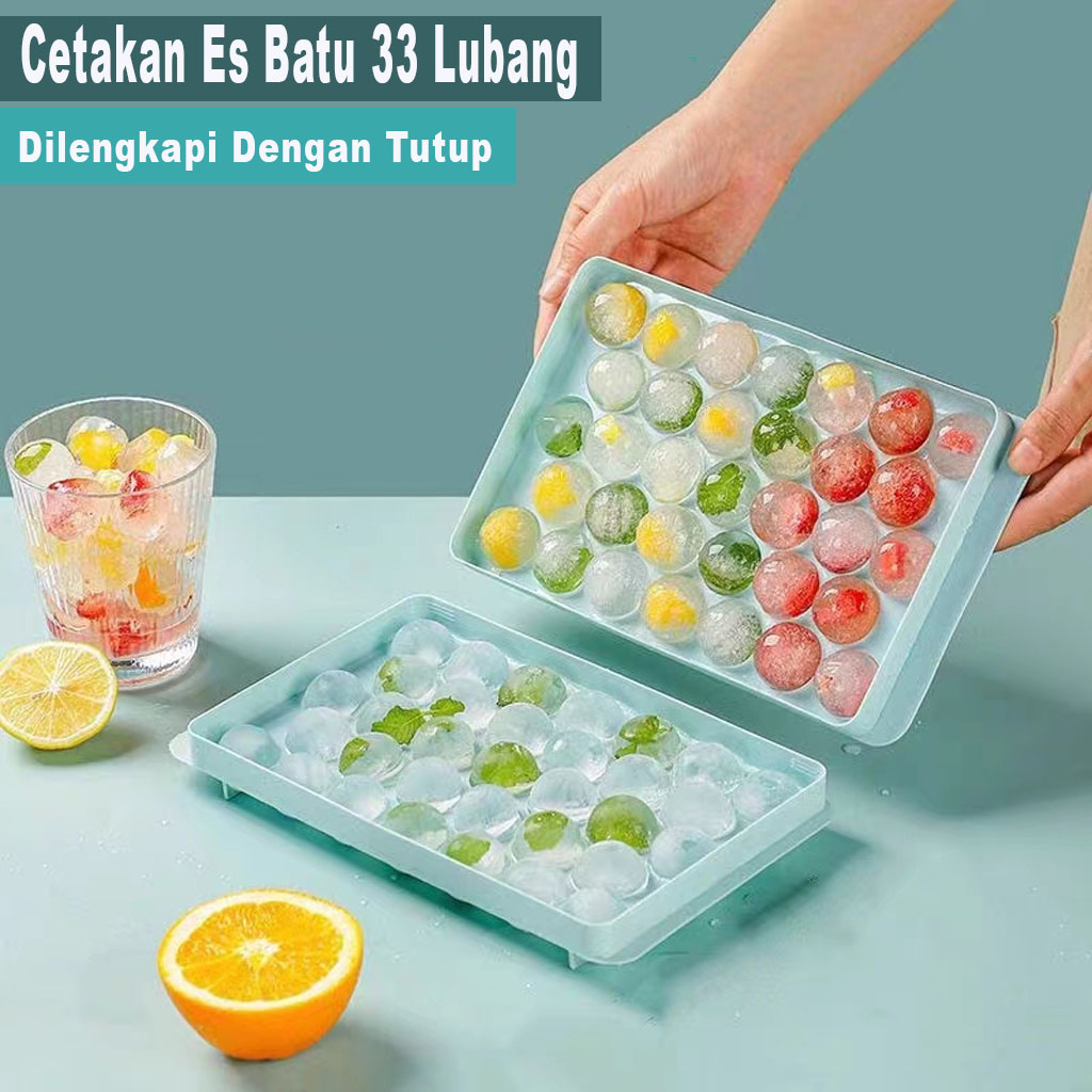 Jual Cetakan Es Batu Bulat 33 Lubang - Penutup Kotak Ice Cube Tray ...