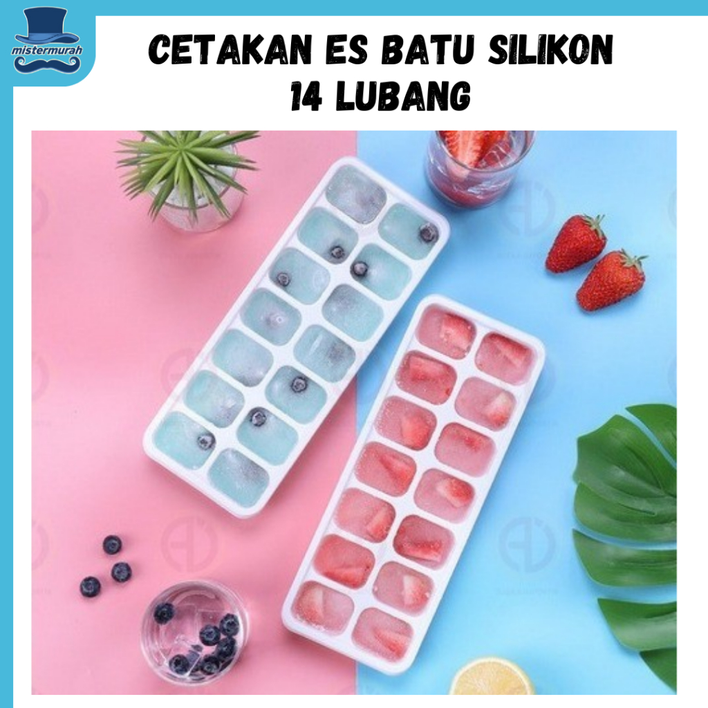 Jual Cetakan Es Batu Silikon 14 Kotak Food Grade / Ice Cube Tray Puding ...