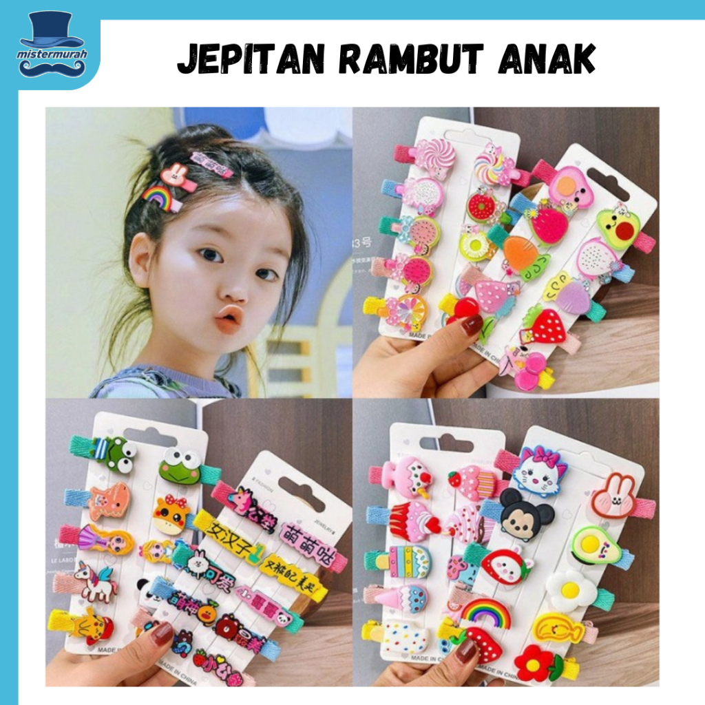 Jual Jepitan Rambut Korea Anak Perempuan Lucu 1 Set Isi 14pcs Karakter ...