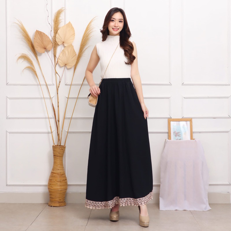 Jual ROK PANJANG RENDA CRINKLE AIRFLOW MAYUNG FIT TO JUMBO XXL POLOS ...