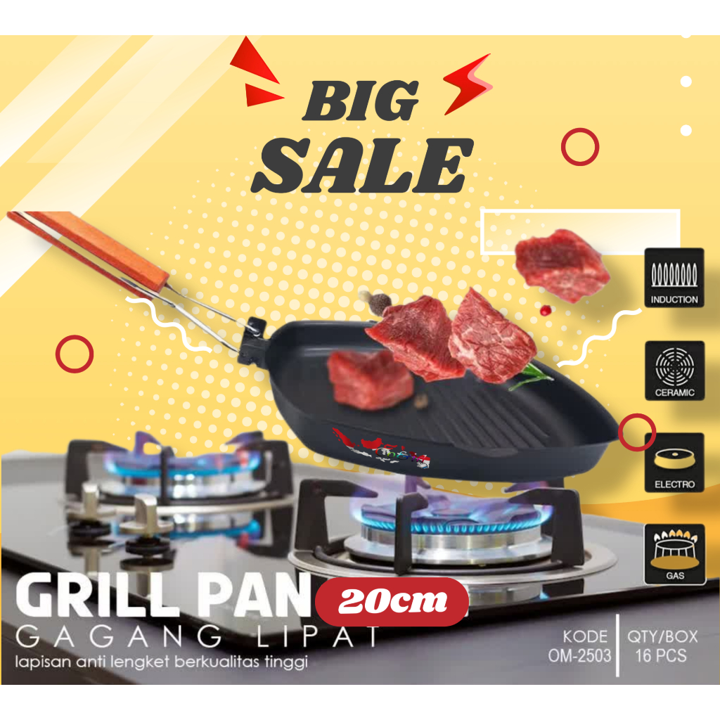 Jual Panci Panggang Square Grill Pan 20Cm Foldable Wajan Anti Lengket ...