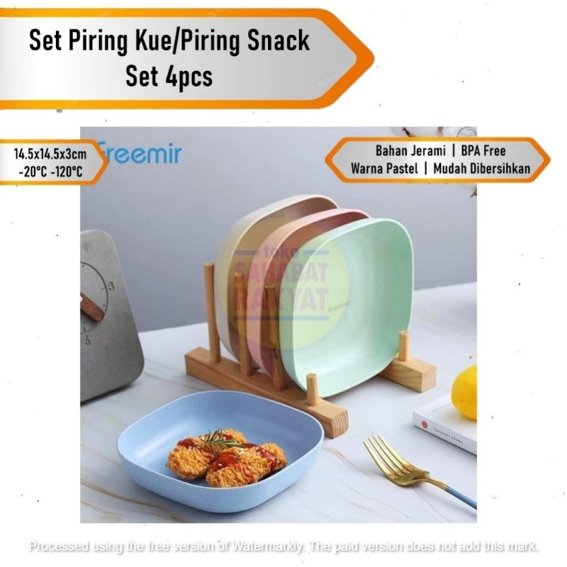 Jual Freemir Set Piring Kotak Piring Kue Piring Makan Mini Bahan Jerami ...