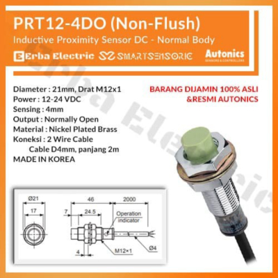 Jual Autonics PRT12-4DO Induktif Proximity Sensor Metal Besi 2 wire DC M12 Limited | Shopee ...