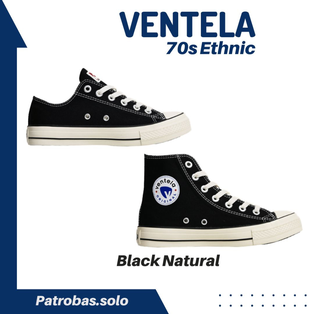 Jual Ventela 70S Ethnic Low High Black Natrual Original Sepatu Sneakers Casual Sekolah Pria ...
