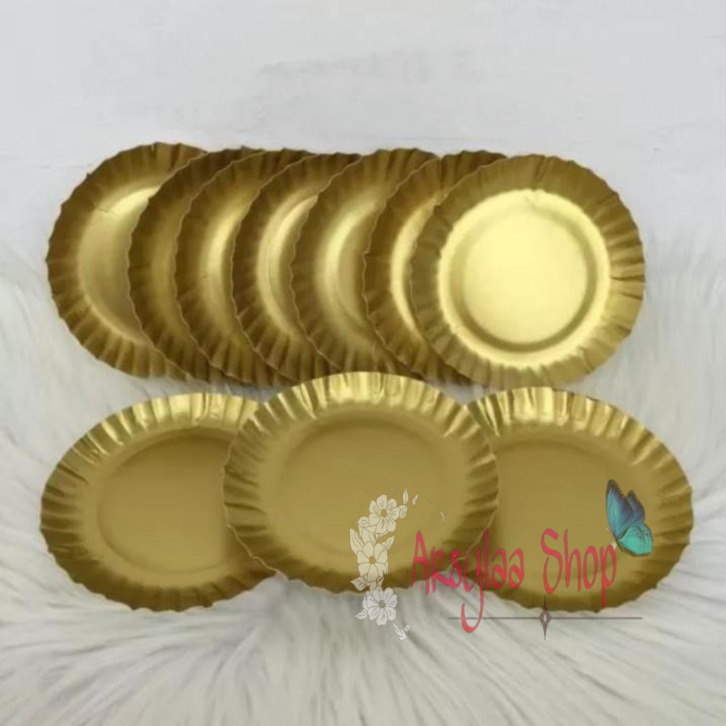 Jual Piring Kue Gold / Piring Kue Ultah / Paper Plate Gold / Piring ...