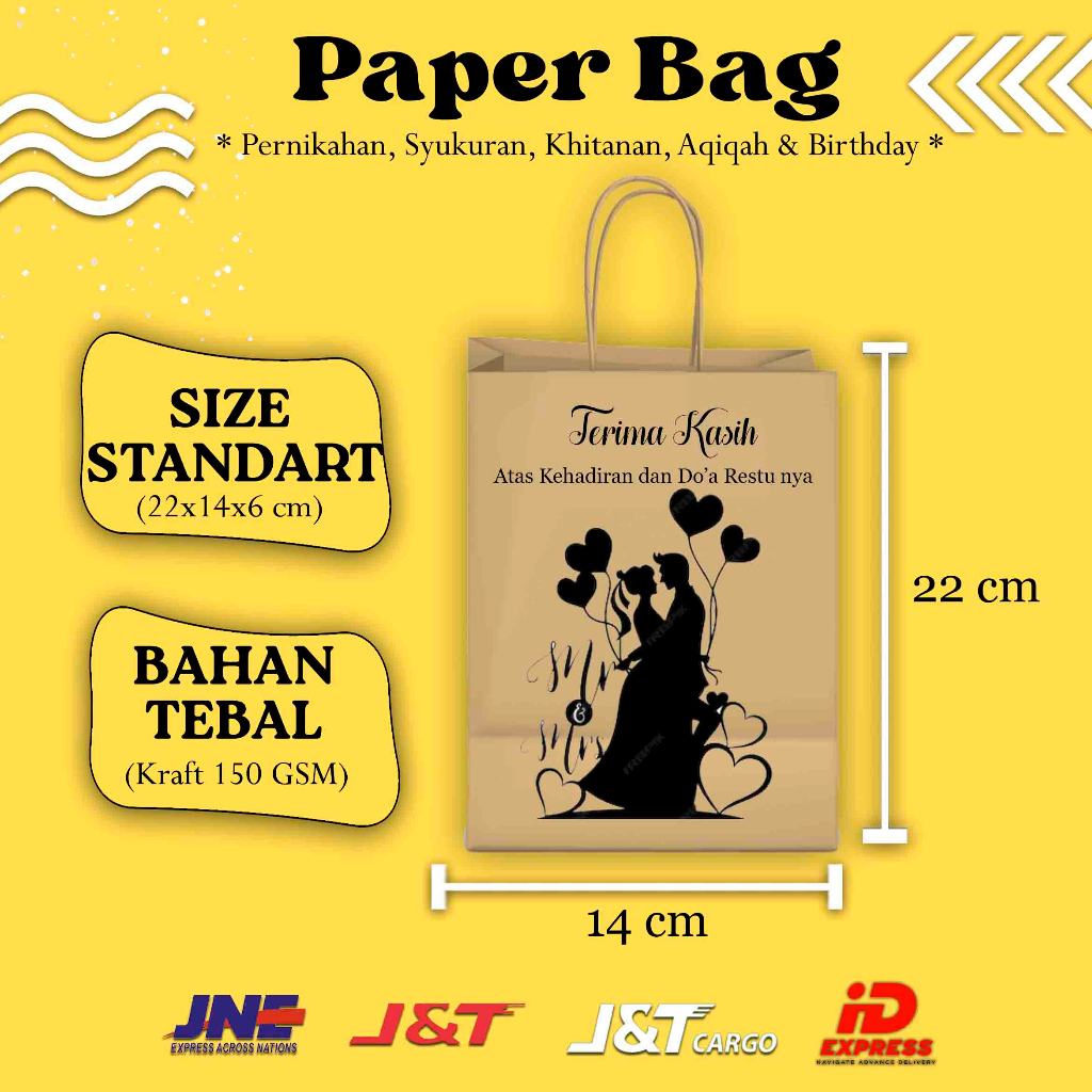 Jual Paperbag Souvenir / Paper bag Coklat / Tas Souvenir 14x6x22 cm ...