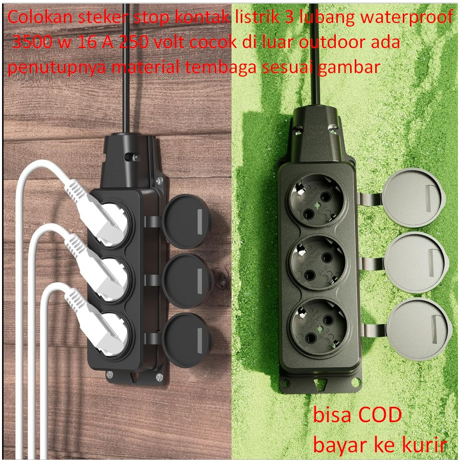 Jual Colokan steker stop kontak listrik 3 lubang waterproof 3500 w 16 A ...