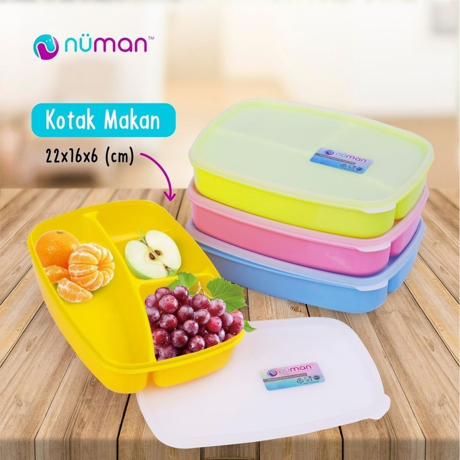 Jual Kotak Makan / Lunch Box Sekat 22cm Merk Numan K5-001 | Shopee ...