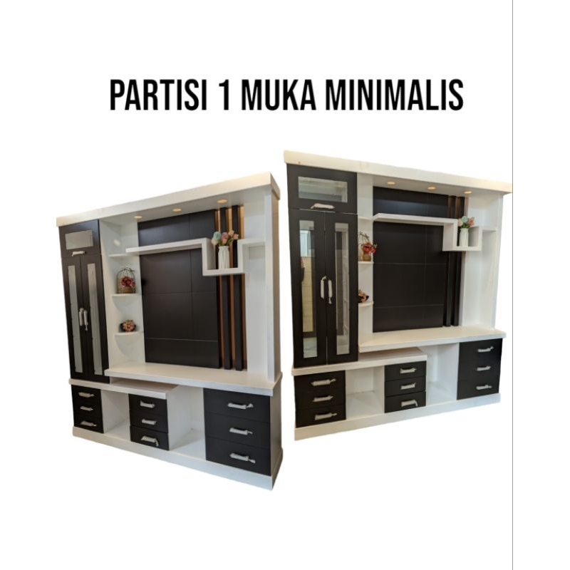 Jual PARTISI PENYEKAT RUANGAN/ RAK TV 1 / 2 MUKA MINIMALIS | Shopee ...
