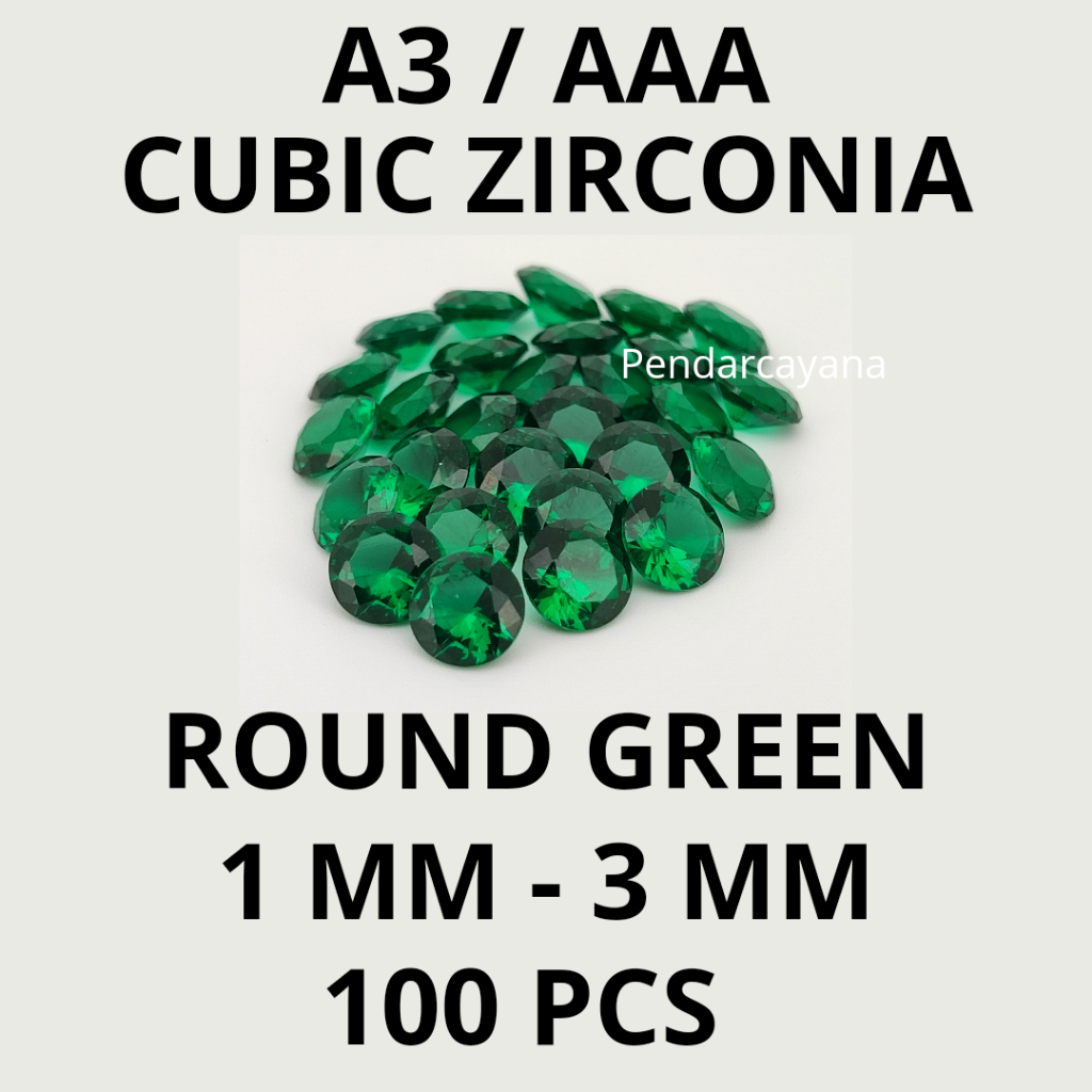 Jual CUBIC ZIRCONIA A3 / AAA 1 MM - 3 MM ROUND GREEN / 100 PCS | Shopee Indonesia