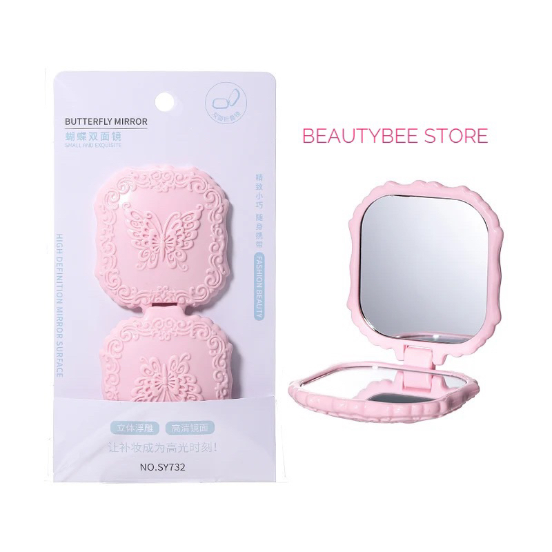 Jual MAKEUP MIRROR / KACA CERMIN LIPAT BUTTERFLY PINK (SY732) | Shopee ...