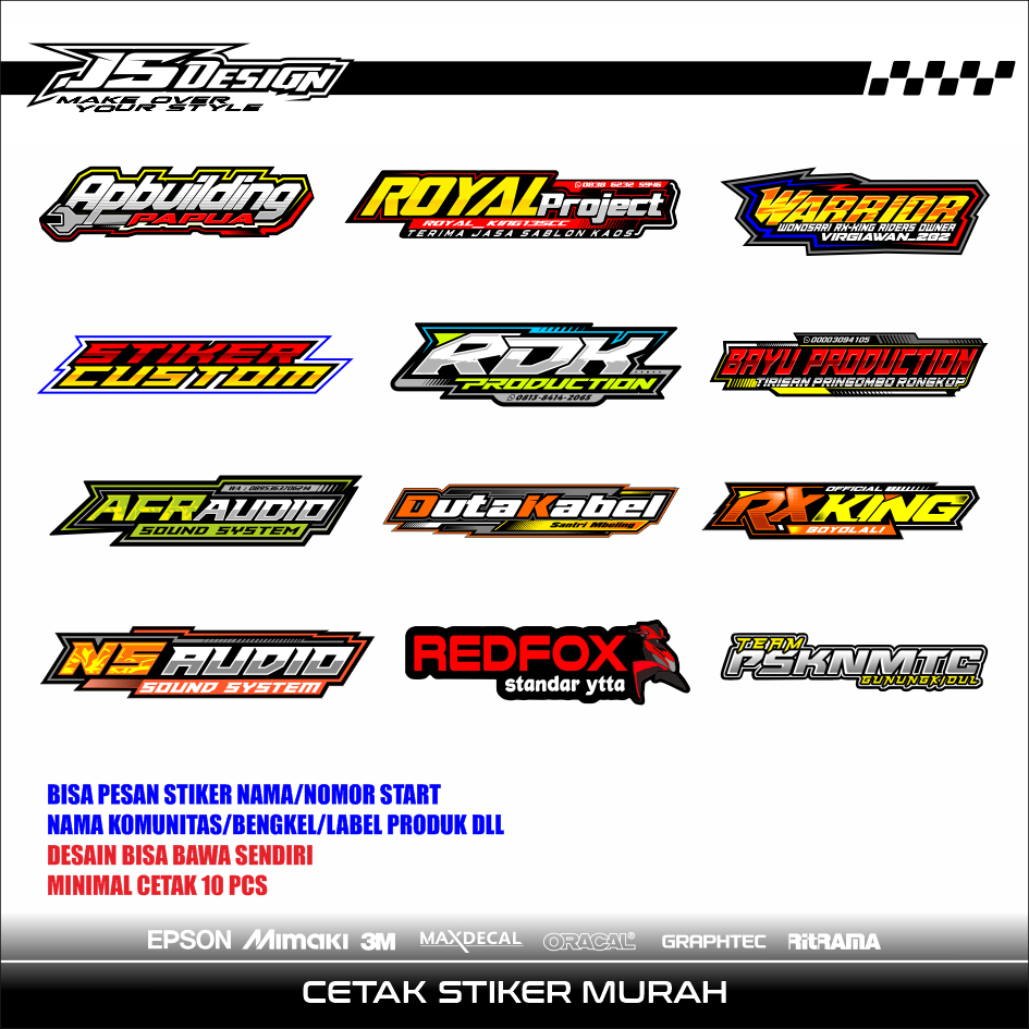 Jual STIKER STICKER CUSTOM NAMA KOMUNITAS NAMA BENGKEL STIKER RACING ...