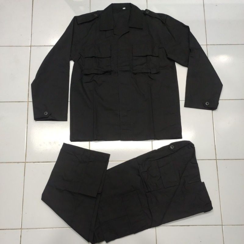 Jual baju pdl hitam ripstok stelan | Shopee Indonesia