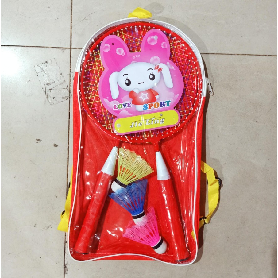 Jual RAKET BADMINTON ANAK JEILING KECIL SET (ISI 2 FREE KOK PLASTIK ...