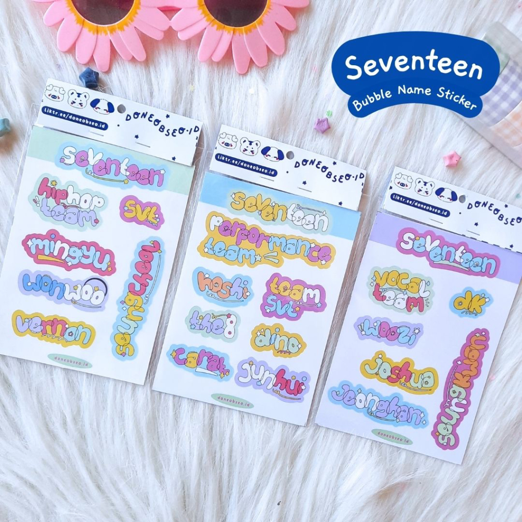 Jual Seventeen Carat Bubble Name Waterproof Sticker | DONEOBSEO.ID ...