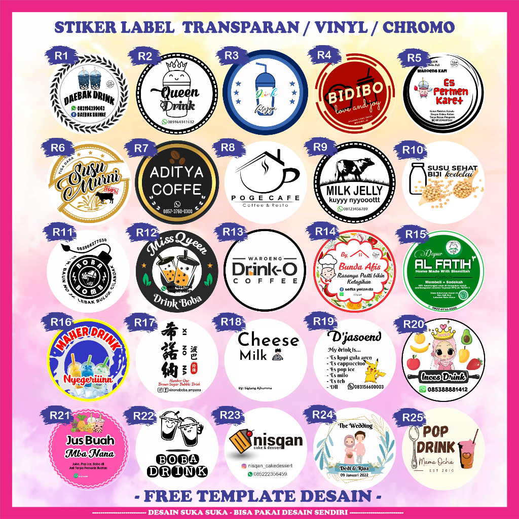 Jual Cetak stiker label minuman cup botol mika makanan plastik box dll ...