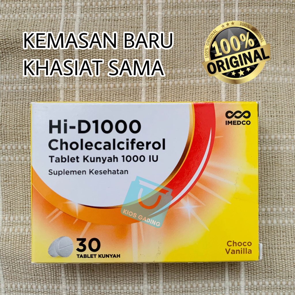 Jual Hi D 1000 IU Cholecalciferol Vitamin D3 - Box Isi 30 Tablet Kunyah ...