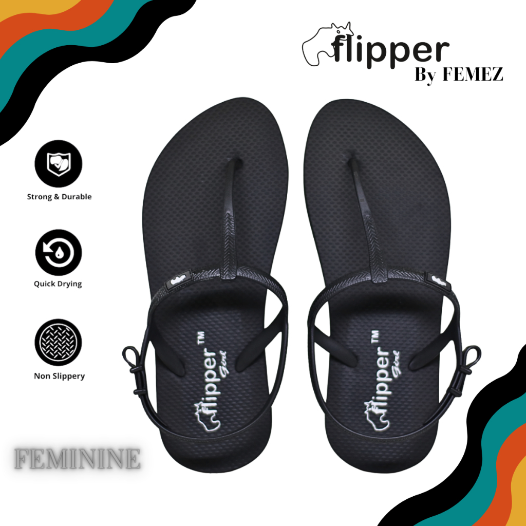 Jual ORIGINAL Sandal Jepit Wanita Flipper By Femez Feminine Hitam Full ...