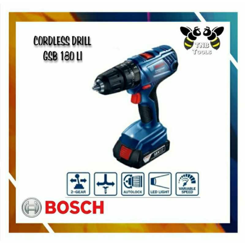 Jual BOSCH Cordless Impact Drill GSB 180-LI | Mesin Bor Baterai dengan ...