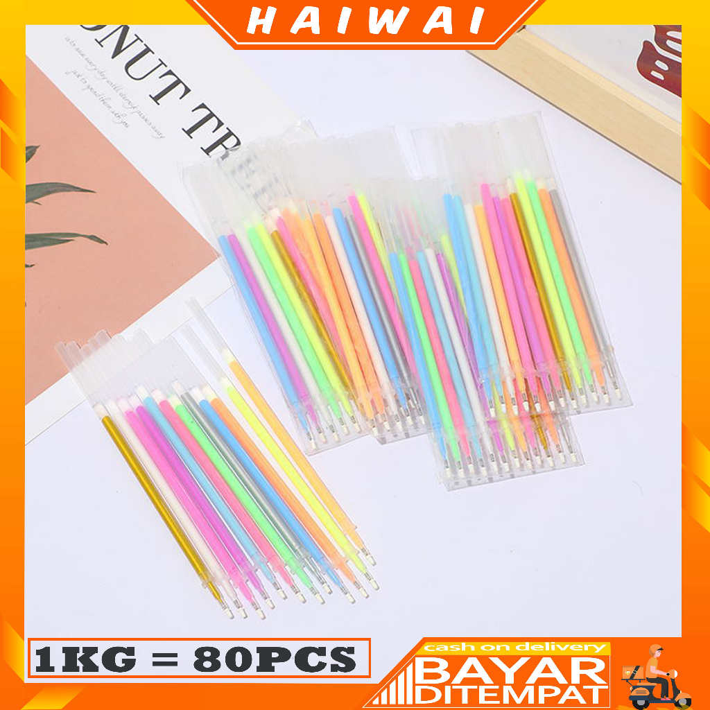 Jual HaiWai COD Tinta Refill Pulpen Gel Warna Warni 12 PCS Ketebalan ...
