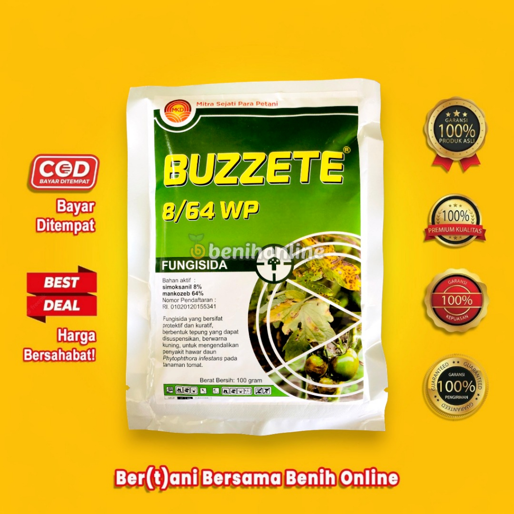 Jual FUNGISIDA BUZZETE 8/64 WP 100 GRAM MKD simoksanil dan mankozeb ...