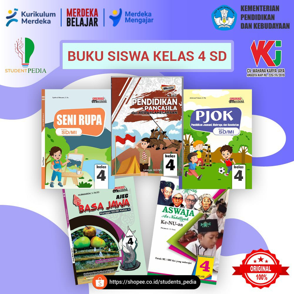 Jual Buku Paket Siswa Kelas 4 SD/MI - Kurikulum Merdeka / Penerbit WKJ | Shopee Indonesia